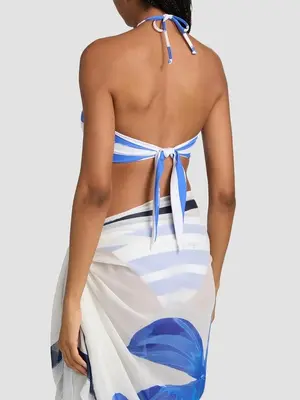 MILLY A La Plage Striped Halterneck Bikini Top