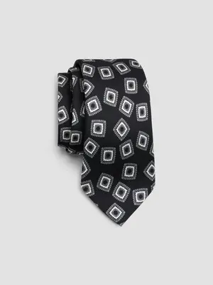 Kiton Geometric Silk Tie - Grey