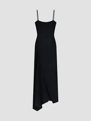 Givenchy Sliced Long Slashed Dress In Crepe Cady - Black