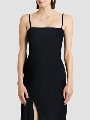 Givenchy Sliced Long Slashed Dress In Crepe Cady - Black