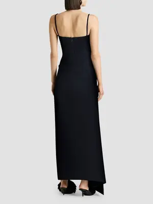Givenchy Sliced Long Slashed Dress In Crepe Cady - Black