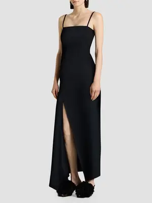 Givenchy Sliced Long Slashed Dress In Crepe Cady - Black