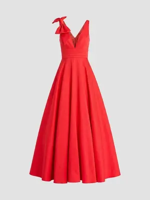 Mac Duggal Crepe Sleeveless V-neck Gown Red