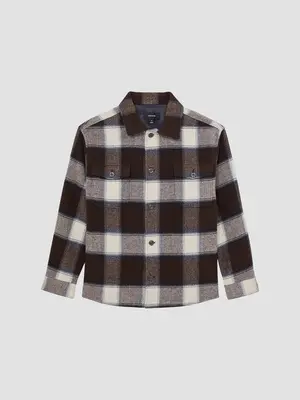 REISS Mcfadden Checked Wool-blend Overshirt