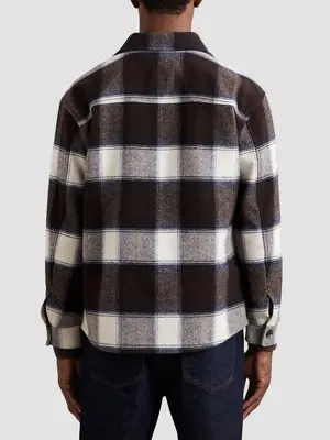 REISS Mcfadden Checked Wool-blend Overshirt