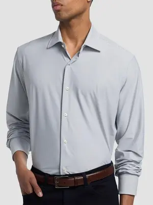 SAKS FIFTH AVENUE Collection Vertical Mini-striped Button-front Shirt - Grey