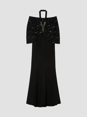 Marina Rinaldi Embroidered Cady Dress And Cape