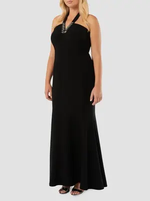Marina Rinaldi Embroidered Cady Dress And Cape