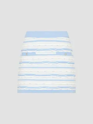 MILLY Sawyer Striped Knit Miniskirt - Blue Multi