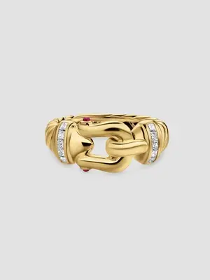 David Yurman Buckle Ring In 18k Yellow