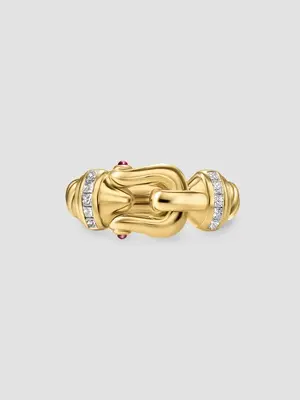 David Yurman Buckle Ring In 18k Yellow