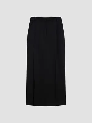 Givenchy Slashed Midi Skirt In Wool - Black