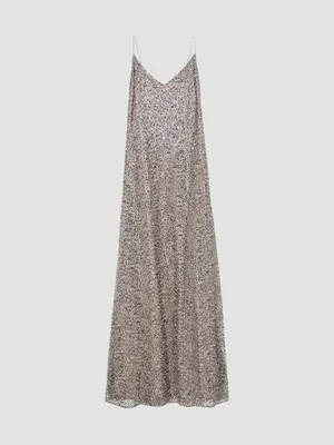 REISS Faye Sequined V-neck Gown