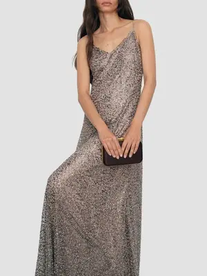 REISS Faye Sequined V-neck Gown