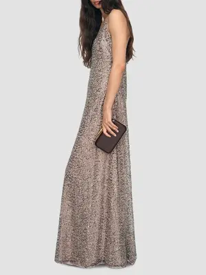 REISS Faye Sequined V-neck Gown