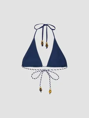MILLY Halterneck Bikini Top - Navy Multi