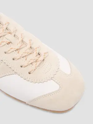 Dries Van Noten Leather Suede-trimmed Sneakers - White