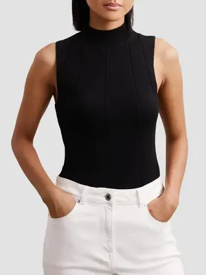 REISS Milan Knit Sleeveless Turtleneck Top