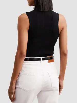 REISS Milan Knit Sleeveless Turtleneck Top