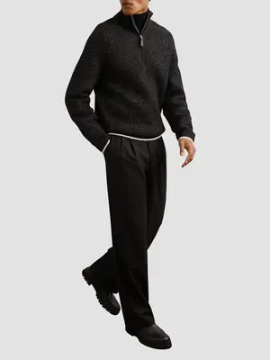 REISS Stockdale Half-zip Sweater - Black