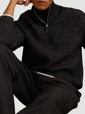 REISS Stockdale Half-zip Sweater - Black