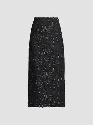 Michael Kors Frayed Denim Pencil Midi-skirt