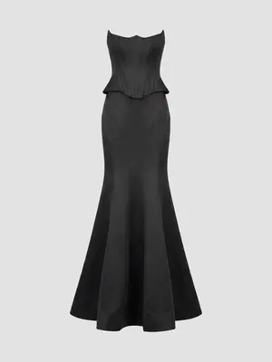 Mac Duggal Satin Strapless Trumpet Gown