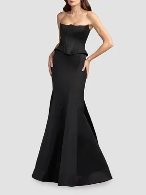 Mac Duggal Satin Strapless Trumpet Gown