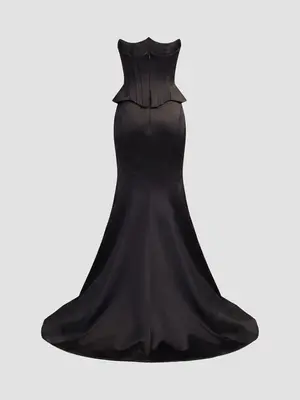 Mac Duggal Satin Strapless Trumpet Gown