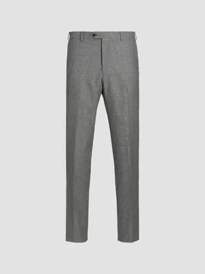 Emporio Armani Flat Front Wool-cotton Trousers - Light Grey