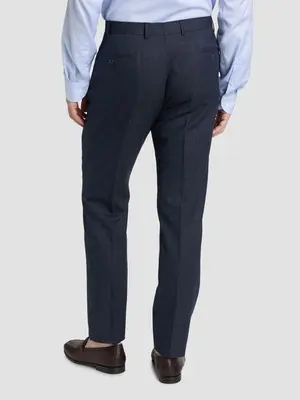 Emporio Armani Flat Front Wool-cotton Trousers - Solid Medium Blue