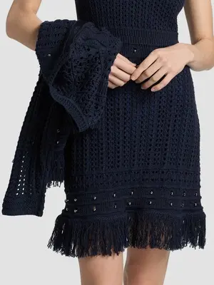 MILLY Beaded Fringe Knit Minidress