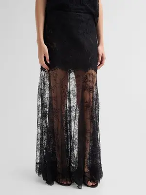 LoveShackFancy Carline Lace Maxi Skirt