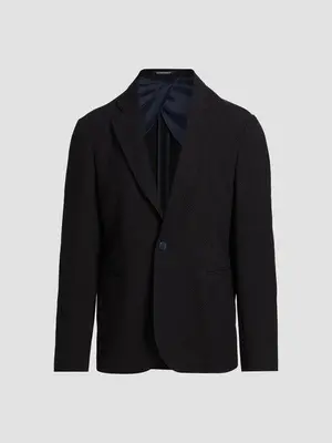 Emporio Armani Textured Unlined Soft Jacket - Blue Multi