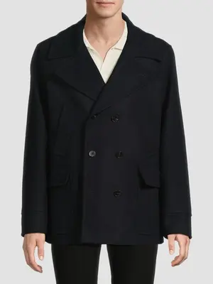 PALTO' Fiorentina Wool Blend Regular-fit Peacoat