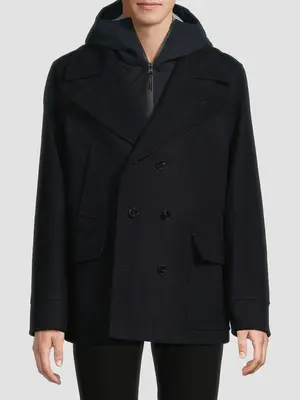 PALTO' Fiorentina Wool Blend Regular-fit Peacoat