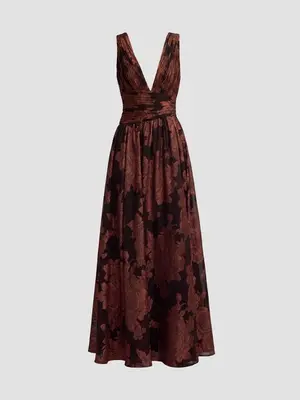 Mac Duggal Burnout Chiffon Sleeveless A-line Gown - Spice Multi