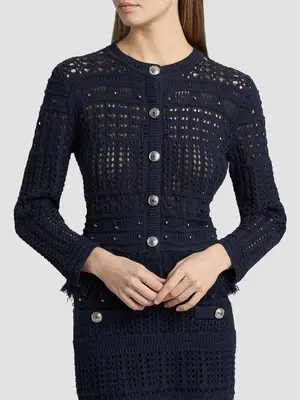 MILLY Beaded Fringe Cardigan Jacket