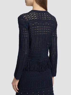 MILLY Beaded Fringe Cardigan Jacket