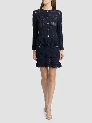 MILLY Beaded Fringe Cardigan Jacket