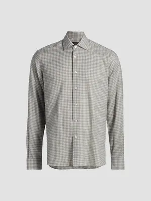 SAKS FIFTH AVENUE Collection Check Wool-blend Shirt - Grey