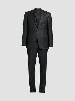 Emporio Armani Plaid Wool Single-breasted Suit - Grey