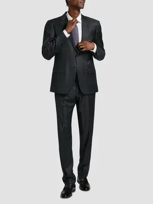 Emporio Armani Plaid Wool Single-breasted Suit - Grey