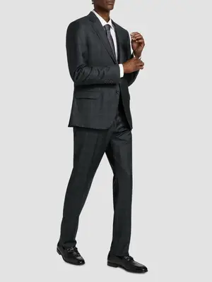 Emporio Armani Plaid Wool Single-breasted Suit - Grey