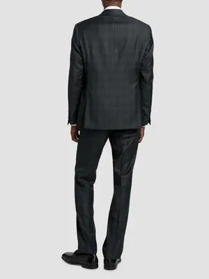 Emporio Armani Plaid Wool Single-breasted Suit - Grey