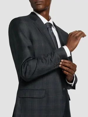 Emporio Armani Plaid Wool Single-breasted Suit - Grey