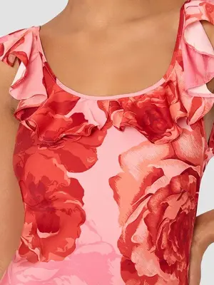 MILLY Scarlett Rose-printed Midi-dress - Pink Multi