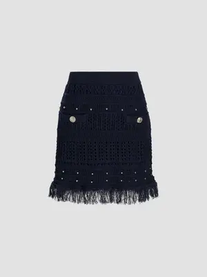MILLY Beaded Fringe Miniskirt