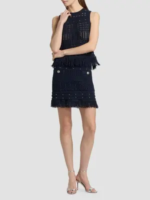 MILLY Beaded Fringe Miniskirt