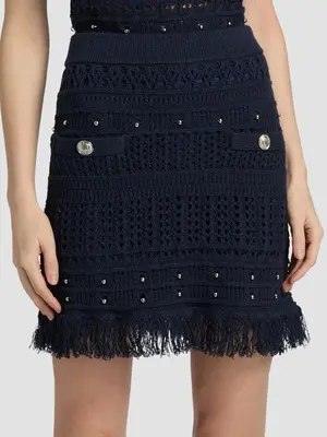MILLY Beaded Fringe Miniskirt